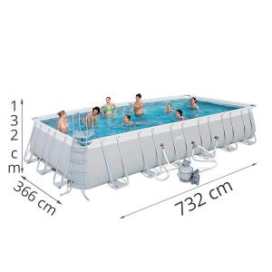 Bestway 7.32m x 3.66m x 1.32m Power Steel™ Frame Pool with 1500gal Sand ...